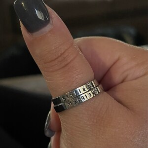 Engraved Stacking Ring Custom Silver Stainless Steel | Etsy