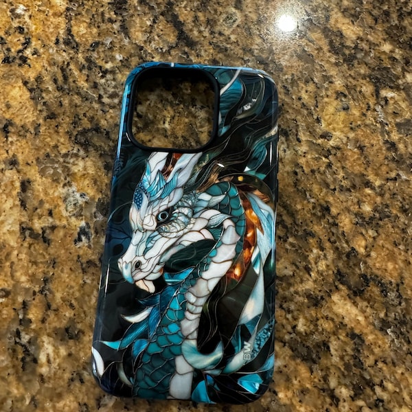Chinese Dragon Stained Glass Mosaic Phone Case for iPhone 17 16 15 14 ...