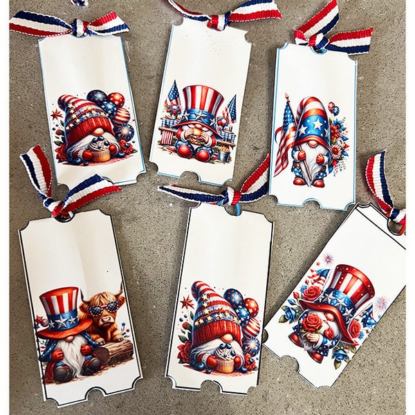 Watercolor 4th of July Gnomes Clipart, 11 PNG Patriotic Gnome Clipart ...