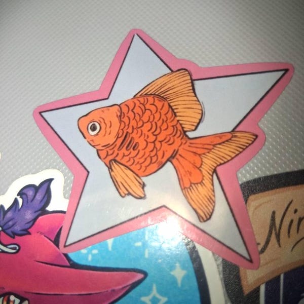 Goldfish Star Sticker | Glossy and Waterproof - Etsy