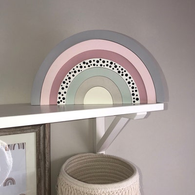 Boho Style Wooden Rainbow, Nursery Decor, Kids Shelf Decoration ...