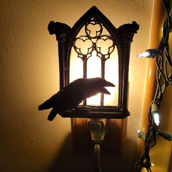 Raven and Window Nightlight, Hand Painted Resin Sculpture | Medieval ...