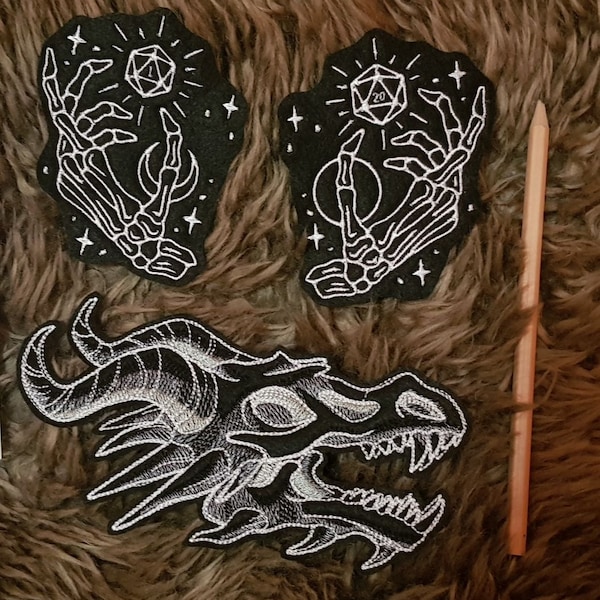 Black Shadow Dragon Iron on Patch | Embroidered Patch | Patch for Denim ...