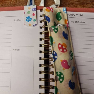 Purple Flowers Fabric Pen Holder for Lanyards Holds 1 or 2 Pens or ...