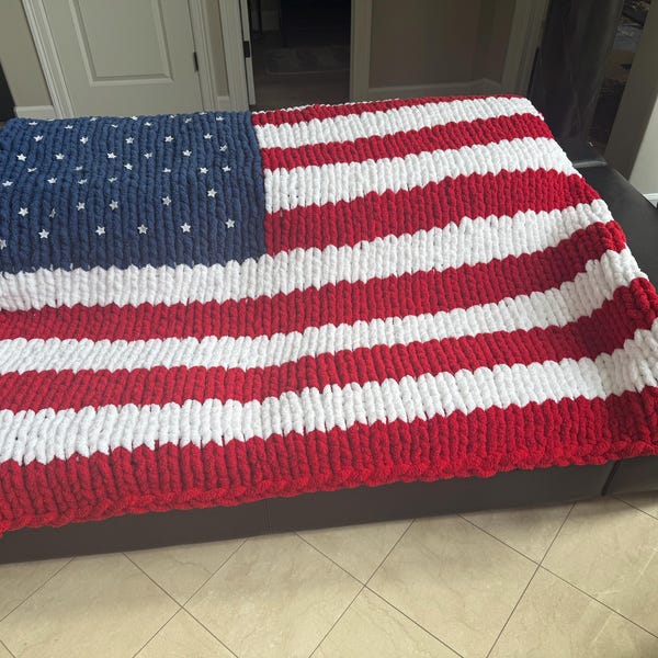 American Flag Knitting Pattern and Tutorial Instructions for Bulky Yarn ...