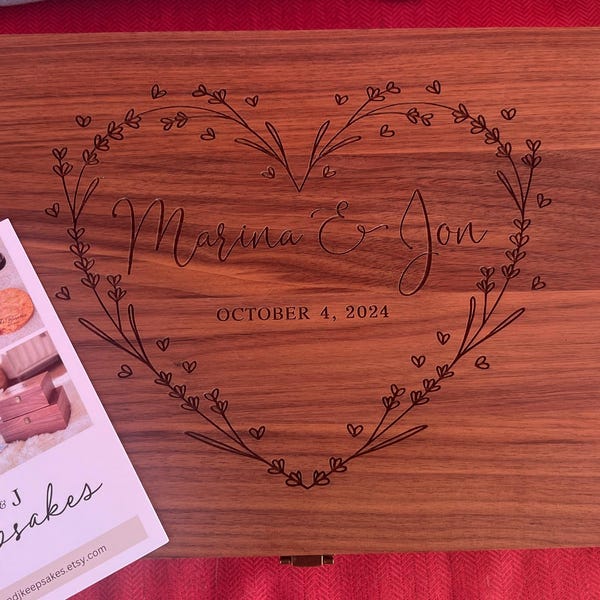 Personalized Walnut Keepsake Box, Wedding Memory Box, Jewelry Photo Box ...