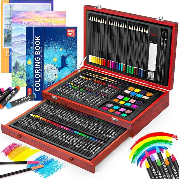 Artist Painting Set of 27 Pieces, Deluxe Art Supplies, Wooden Sketch ...
