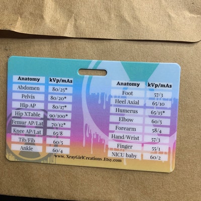 Xray Technique Card Xray Mas and Kvp Chart Radiology Technique Chart ...