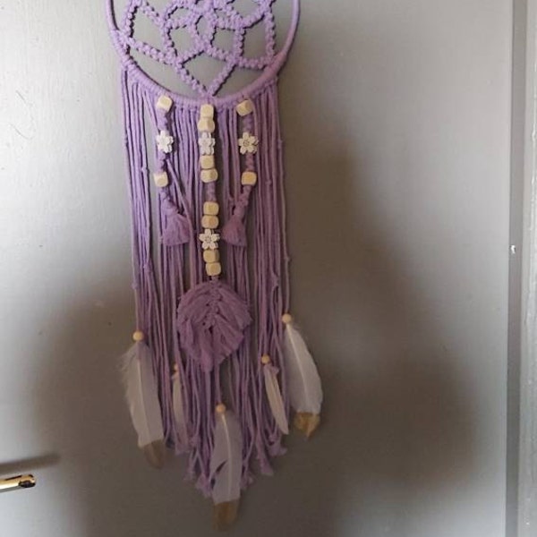 Dream Catcher in Knitted Fabric and Customizable Floral Macramé - Etsy