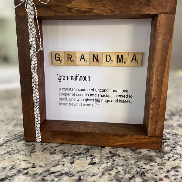 Personalized Mimi Grandma Gift Scrabble Tile Definition Frame Walnut ...