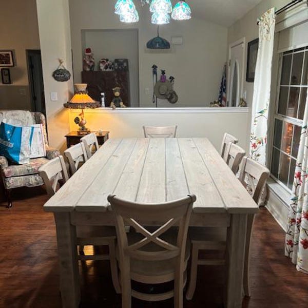 Rustic FARM TABLE 8 Ft 10 Ft 12 Foot Set W/you Pick Chairs Farmhouse ...