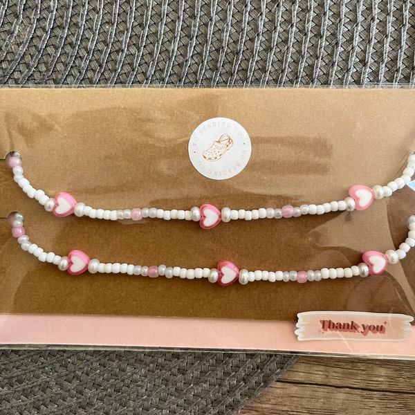 Pink Hearts & Pearls Croclette /heart Croc Chain / Personalized Jewelry ...