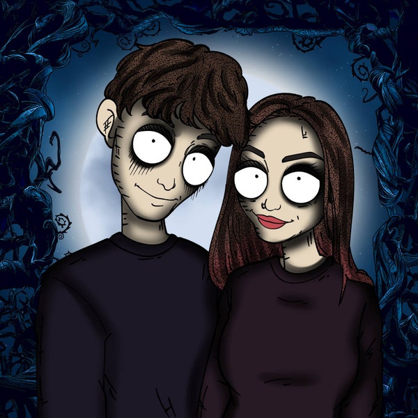 Customized Nightmare Portrait - Valentines Gift - Tim Burton Style ...