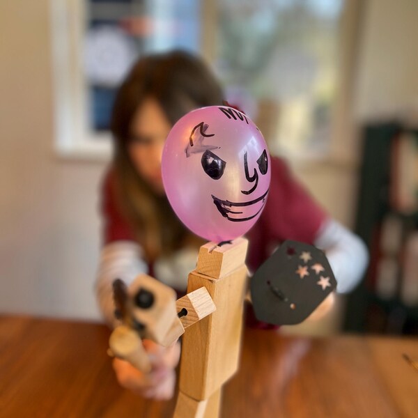 XXLARGE Handmade Wooden Fencing Puppet Game,family Game, Puppet Balloon ...