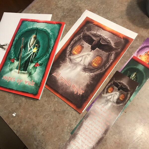 Yule Postcard, White Wolf Christmas Postcard, Winter Solstice Art Card ...