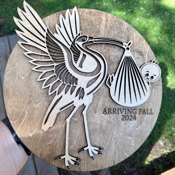 Stork Baby Shower Svg Laser Cut File. Coming Home Decoration Dxf ...