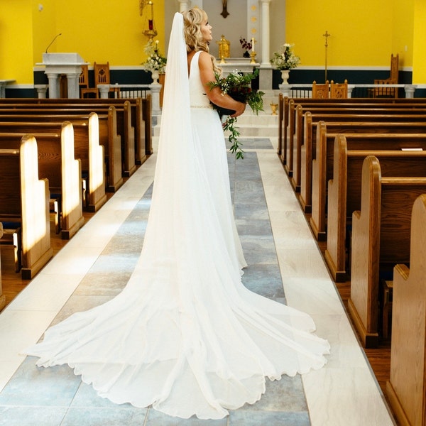 Unique Chiffon Bridal Veil Tulle Veil Alternative Wedding Veil ...