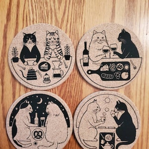 Cat Pairings Coaster Set - Etsy