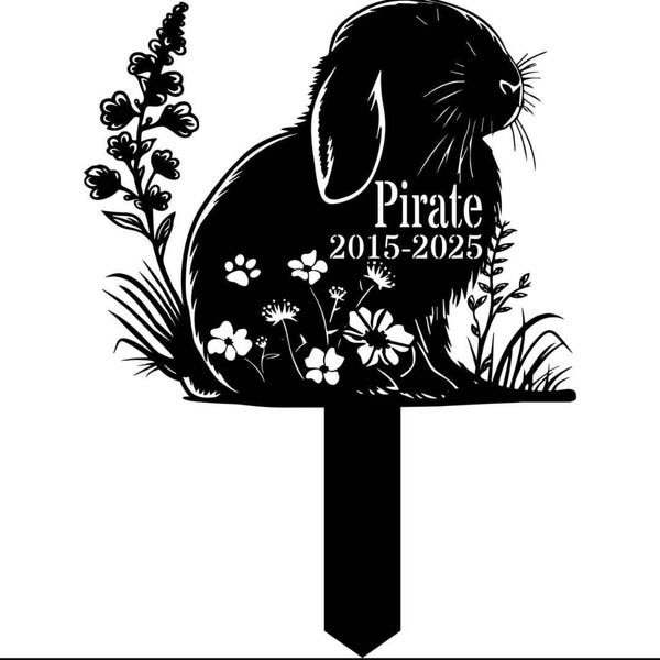 Custom Lop Rabbit Memorial Metal Stake - Bunny Loss Sympathy Sign, in ...