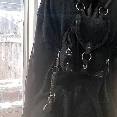 Brown Backpack Chains, Rivets, Studs, Ornamental, Hand-made Embossing ...