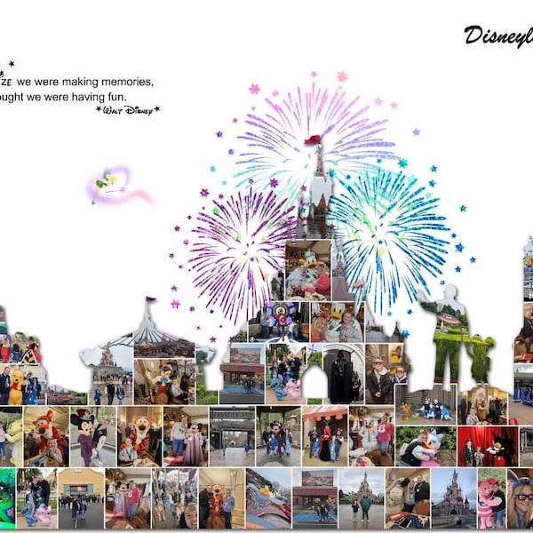 Disney World Skyline Photo Collage Wall Art Home Decor Digital ...