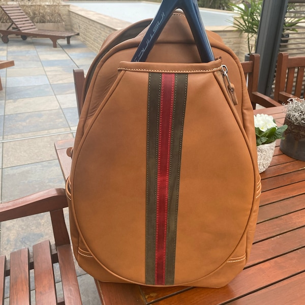 Joya Personalized Leather Tennis Bag, 6 Racket, Top Grain Genuine ...