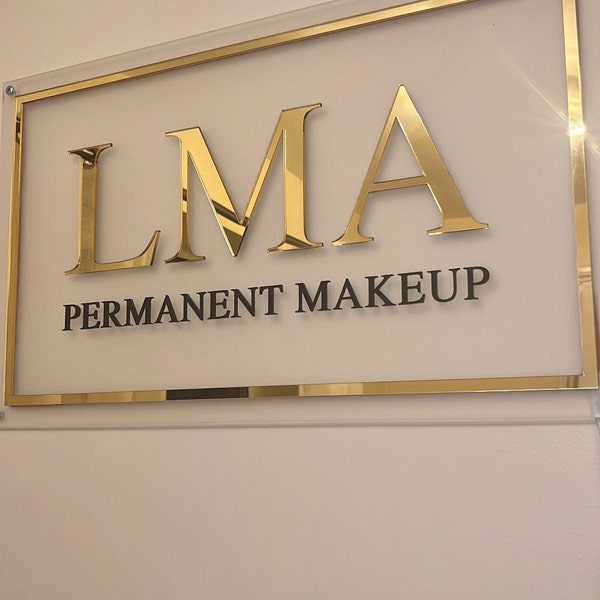 3D Acrylic Business Sign | Custom Text Wall Signage | Rectangle Logo ...