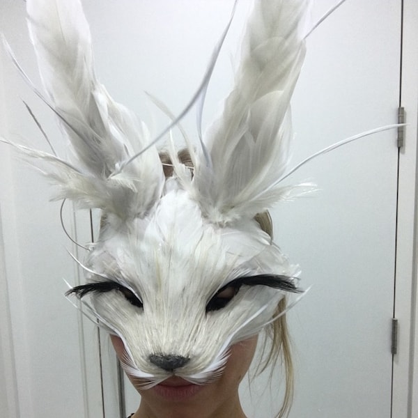 Luxury White Rabbit Mask, Unisex Animal Mask, Woodland Mask, Zootopia ...