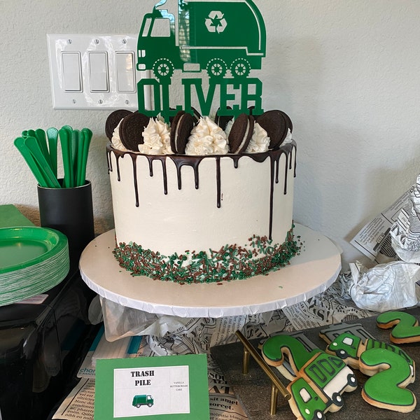 Garbage Truck Birthday Cake Topper, Waste Management Birthday Cake ...