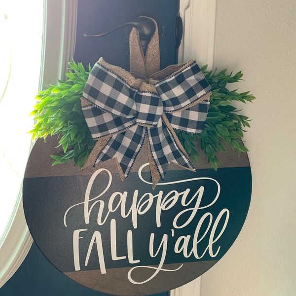 Fall Front Door Decor | Happy Fall Y'all | Fall Door Hanger | Fall ...