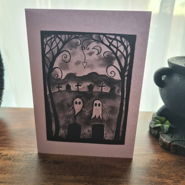 Ghost Lovers Greetings Card, Gothic Cemetery, Gravestone, Goth Unusual ...