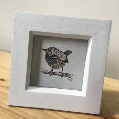 Small Framed Wall Art Cute Bird Gifts, Tiny Wren Print, Mini Bird ...