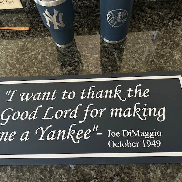 New York Yankee Sign. Baseball Wood Sign. Joe Dimaggio Baseball Sign ...