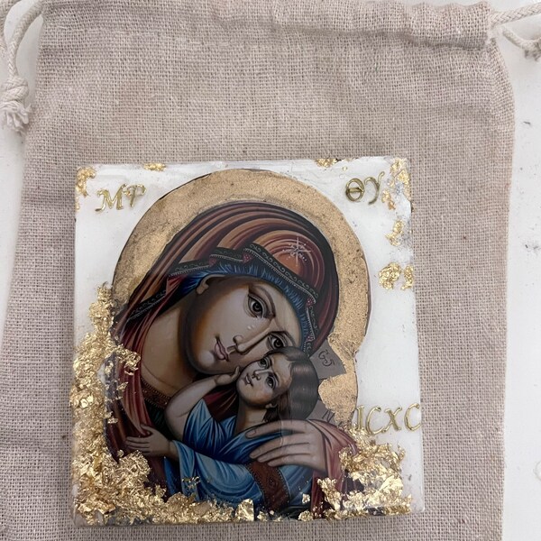 Jesus Christ Religious Wood Epoxy Resin Handmade Icon Art - Only 1 off ...