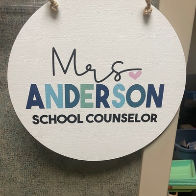 Colorful Circle Teacher Name Sign Heart Round Sign - Etsy