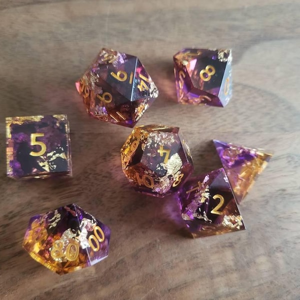 Ruby Crystal 8 Pc Set - Gemstone Handmade Resin Sharp Edge Dnd Dice Set ...