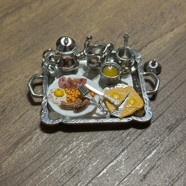 Miniature Breakfast in Bed, English Breakfast, 1 12 Scale, Cooked ...