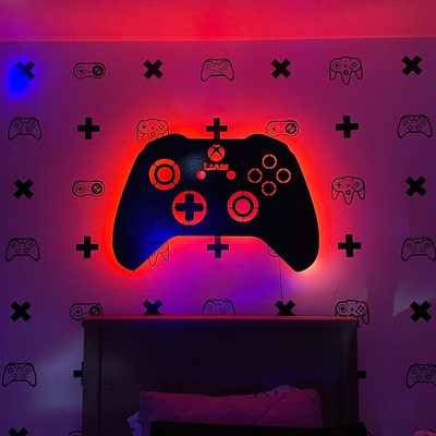 XXL Sized Led XBOX Game Controller Back Lit Sign, Game Room Decor, Wall ...