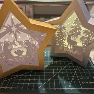 Pack 4 Merry Christmas Hanging Star Lantern Shadow Box SVG Template ...