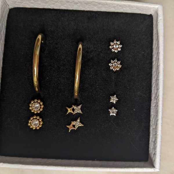 Star Celestial Screw Back Stud Earrings • Dainty Minimalist Stacking ...