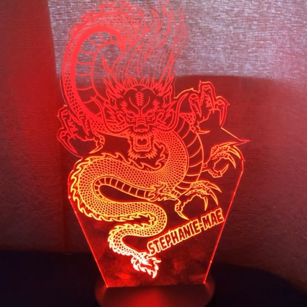 Dragon Night Light, Personalized Free, LED Night Lamp, With Remote ...