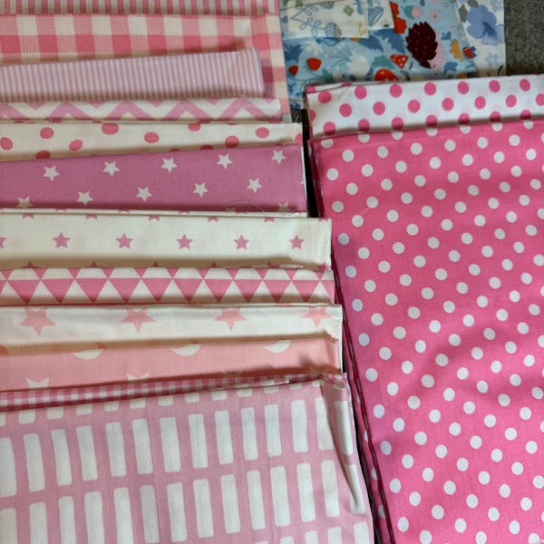 Pink Bundle Fabric Light Pink Fabric Pink Cotton Fabric Pink Dots ...