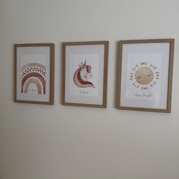 Boho Rainbow Set of 3 Nursery Prints, Girl Nursery Wall Art, Nursery ...