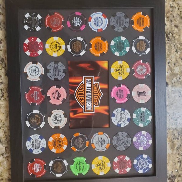 Poker Chip Frame Display Insert Life Behind Bars Fits 36 Harley ...