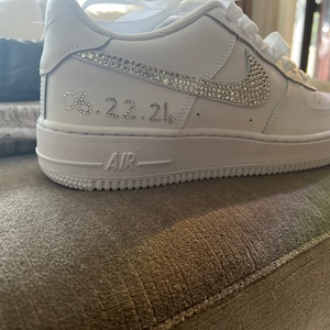 Personalised Air Force 1 White Wedding Sneakers // Blinged Out With ...