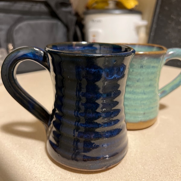 Rustic Mug, Handmade Coffee Mug in Bright Blue - Etsy