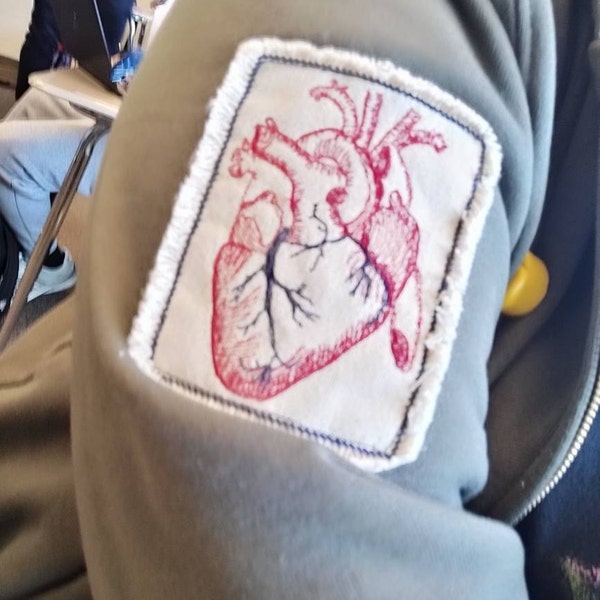 Anatomical Heart Embroidered Patch Canvas Patch - Vintage Style - Etsy