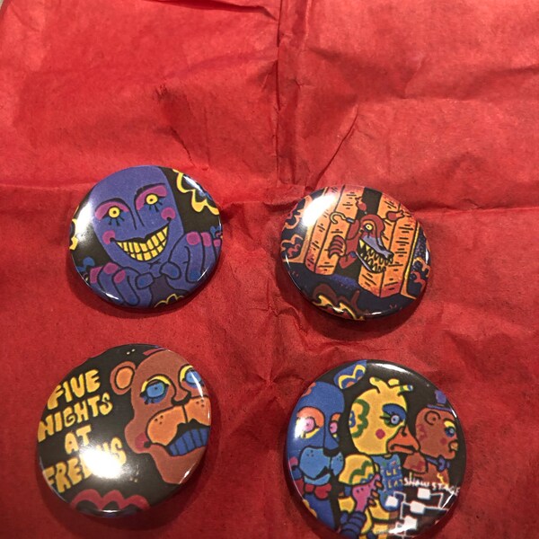 4 Pack Retro Style FNAF Button Pins ( 37 Mm ) - Etsy