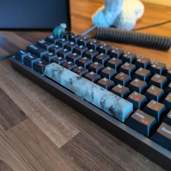 Light Marble Keycap - Custom Resin Artisan (white & Black Swirl) | OEM ...