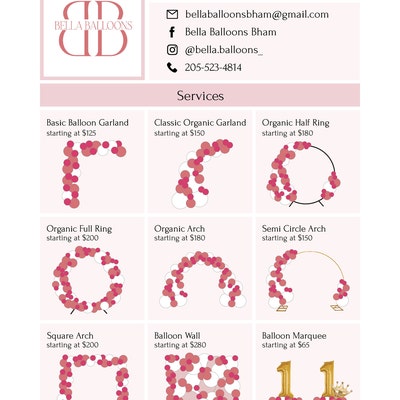 CUSTOM Balloon Menu, Balloon Price List, Balloon Price Guide, DIGITAL ...